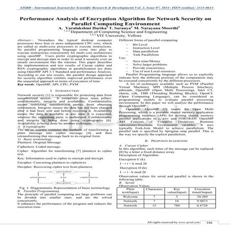 Performance Analysis Of Encryption Algorithm For Network Security On Parallel Computing 1132