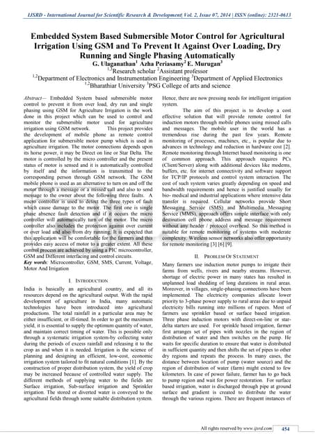 GSM Based Agricultural Motor Control used in electrical | PPTX
