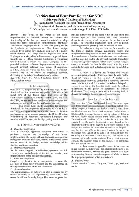Router 1x3 Rtl Design And Verification Pdf Computer Networking Computing
