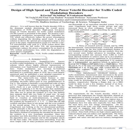 Design Of High Speed And Low Power Veterbi Decoder For Trellis Coded Modulation Decoders Pdf