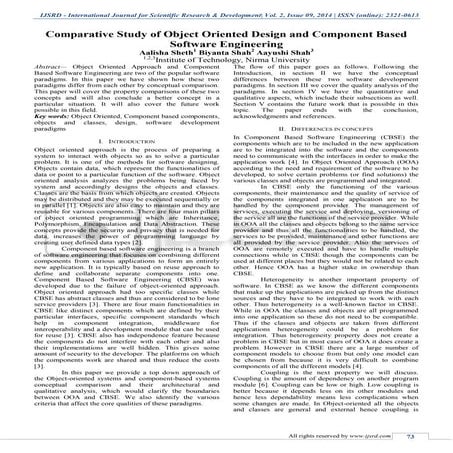 Comparative Study of Object Oriented Design and Component Based ...
