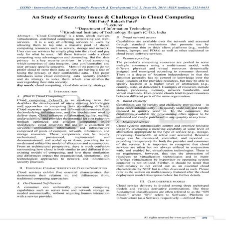 An study of security issues & challenges in cloud computing | PDF