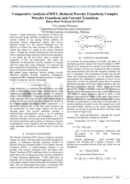 Comparative Analysis Of Dwt Reduced Wavelet Transform Complex Wavelet Transform And Curvelet