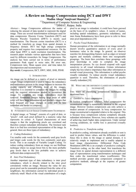 A Review on Image Compression using DCT and DWT | PDF A Review on Image Compression using DCT and DWT | PDF