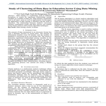 Study of Clustering of Data Base in Education Sector Using Data Mining ...