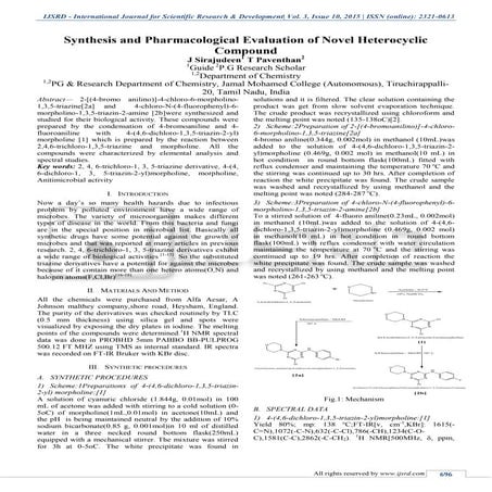 Synthesis and Pharmacological Evaluation of Novel Heterocyclic Compound | PDF | Chemistry | Science