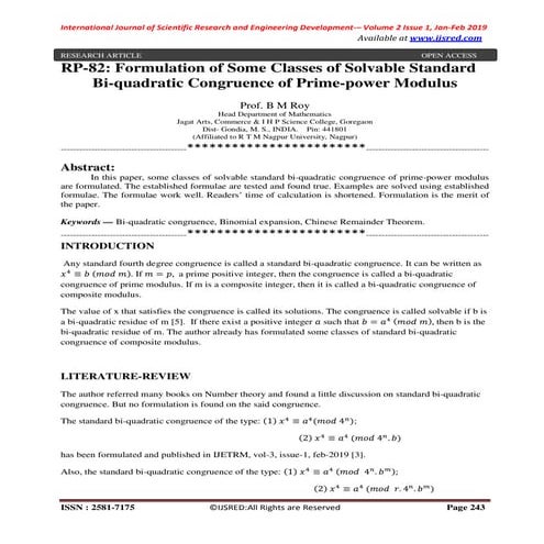 RP 165 Solving Some Special Classes of Standard Cubic Congruence of ...