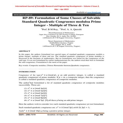 RP 165 Solving Some Special Classes of Standard Cubic Congruence of ...