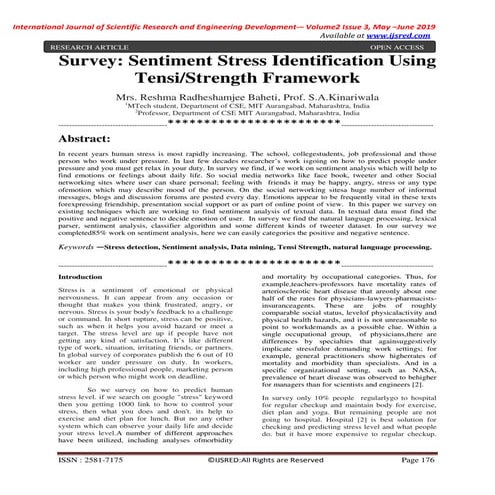 IRJET- Human Stress Detection Based on Social Interactions | PDF