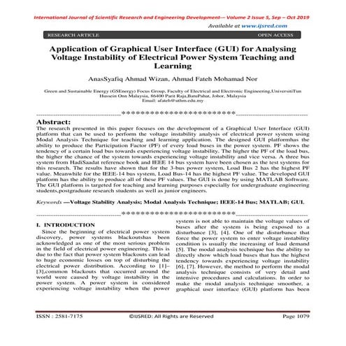 Application of Graphical User Interface (GUI) for Analysing Voltage Instability of Electrical ...