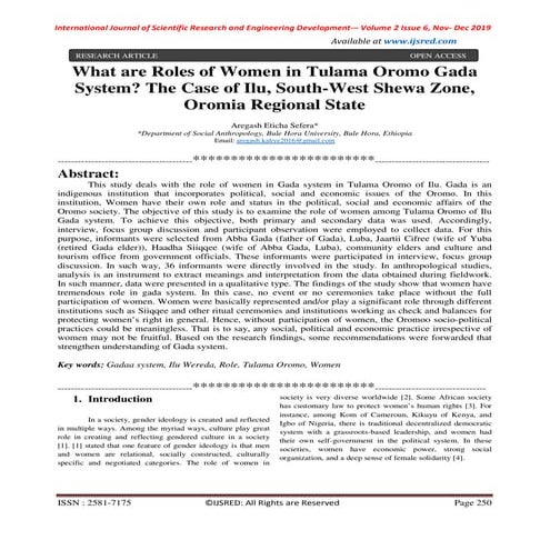 What are roles of Women in Tulama Oromo Gada system? The case of Ilu ...