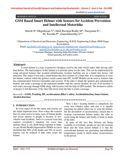 TITLE : SMART HELMET USING ARDUINO BY SUBASH | PPTX | Wearable ...