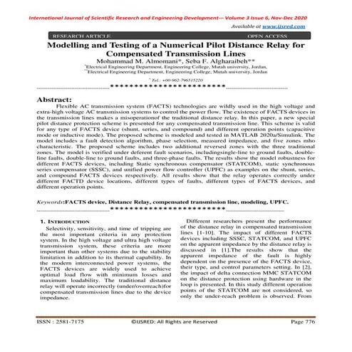 Modelling and Testing of a Numerical Pilot Distance Relay for ...