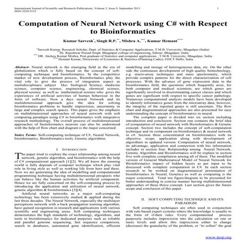 Computation of Neural Network using C# with Respect to Bioinformatics | PDF | Genetics | Science