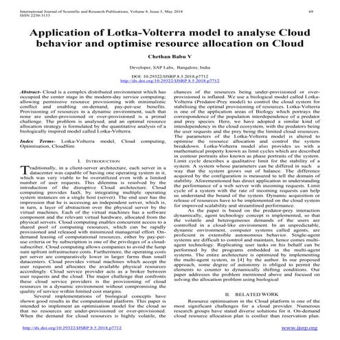 Application of Lotka-Volterra model to analyse Cloud behavior and optimise resource allocation ...