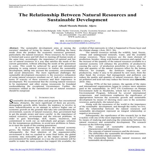 The Relationship Between Natural Resources and Sustainable Development ...