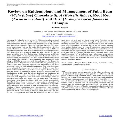 Review on Epidemiology and Management of Faba Bean (Vicia fabae ...