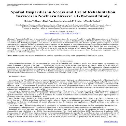 Spatial Disparities in Access and Use of Rehabilitation Services in ...