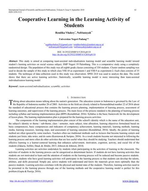 Cooperative Learning Model: The Power of Two Vs Tea Party | PDF