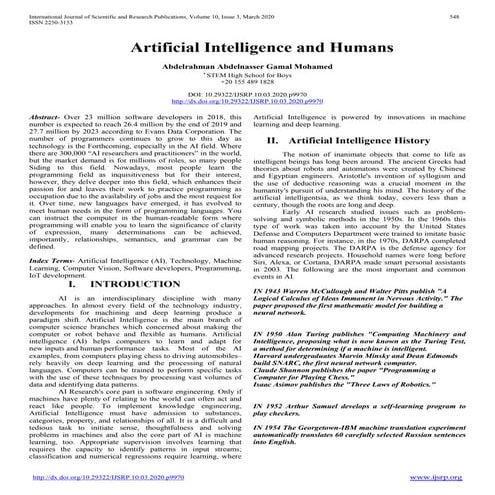Artificial Intelligence and Humans | PDF