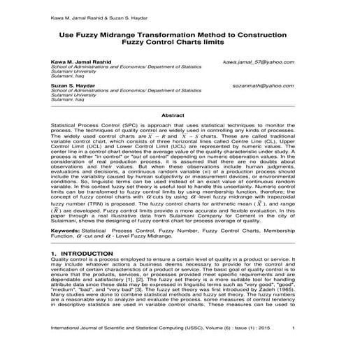 Use Fuzzy Midrange Transformation Method to Construction Fuzzy Control Charts limits | PDF