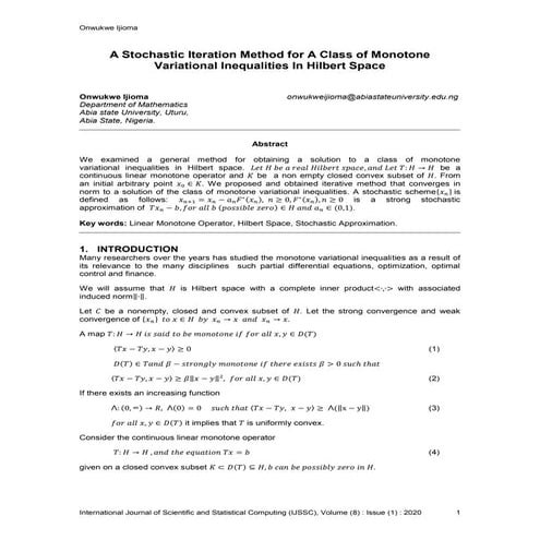 A Stochastic Iteration Method For A Class Of Monotone Variational