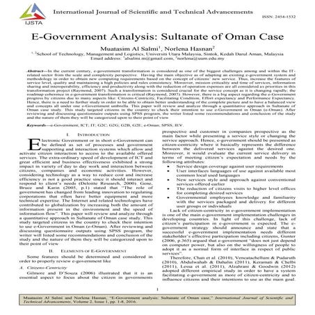E-Government Analysis: Sultanate of Oman Case | PDF