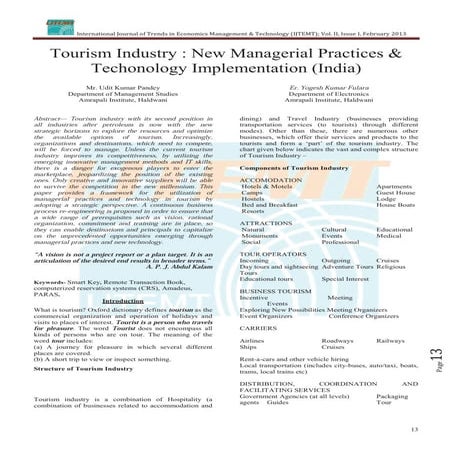 Tourism Industry : New Managerial Practices & Technology Implementation (India) | PDF