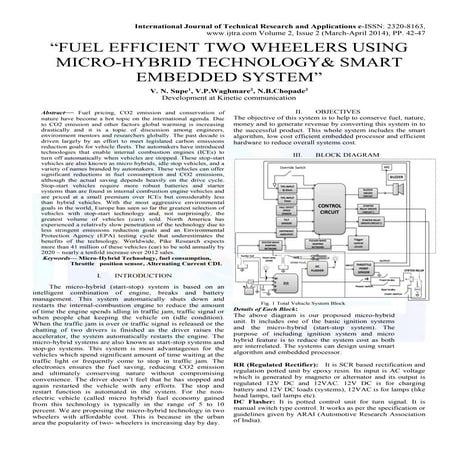 “FUEL EFFICIENT TWO WHEELERS USING MICRO-HYBRID TECHNOLOGY& SMART ...