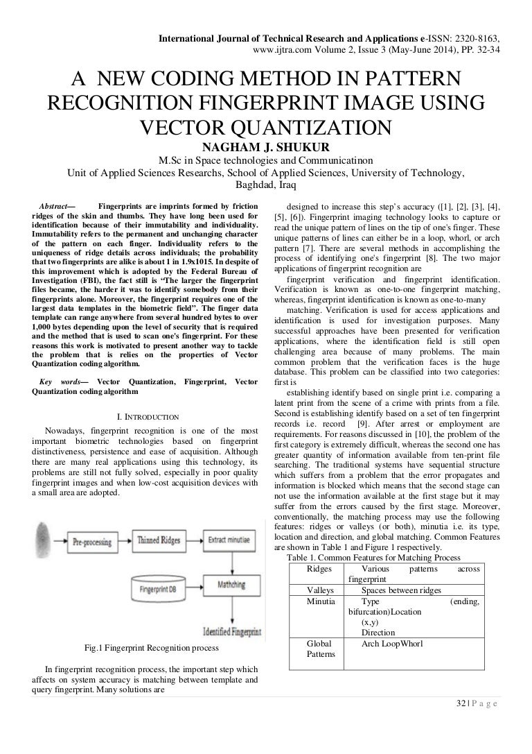 A New Coding Method In Pattern Recognition Fingerprint Image Using Ve 2626