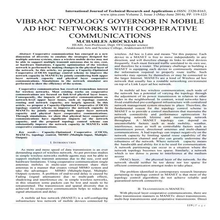 VIBRANT TOPOLOGY GOVERNOR IN MOBILE AD HOC NETWORKS WITH COOPERATIVE COMMUNICATIONS | PDF