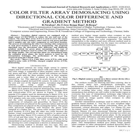 Color Filter Array Demosaicing Using Directional Color Difference And Gradient Method Pdf 4237