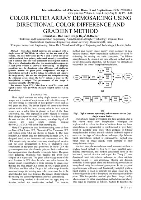 Color Filter Array Demosaicing Using Directional Color Difference And Gradient Method Pdf 4237