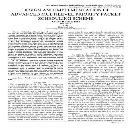 Design And Implementation Of Advanced Multilevel Priority Packet Scheduling Scheme Pdf 