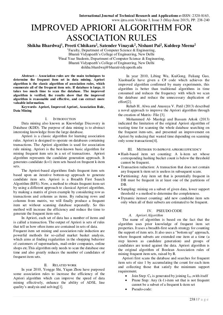 Improved Apriori Algorithm For Association Rules