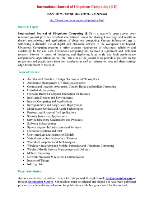 International Journal of Ubiquitous Computing (IJU) | PDF