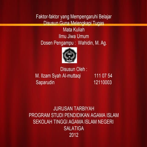 faktor-faktor yang mempengaruhi belajar | PPT