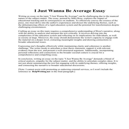 I Just Wanna Be Average Essay | PDF | Graduation | Personal ...