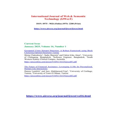 IJWesT - Current Issue: January 2025, Volume 16, Number 1 | PDF