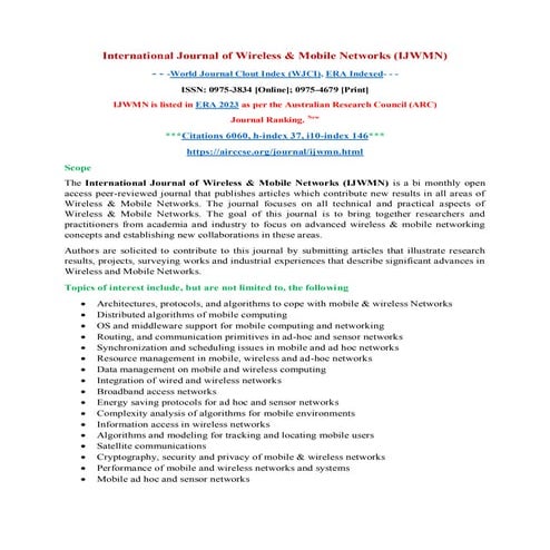 Call for Research Articles..!!! International Journal of Wireless ...