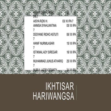 Ikhtisar Hariwangsa (Kakawin pada masa jayabaya Kerajaan Kediri) | PPT
