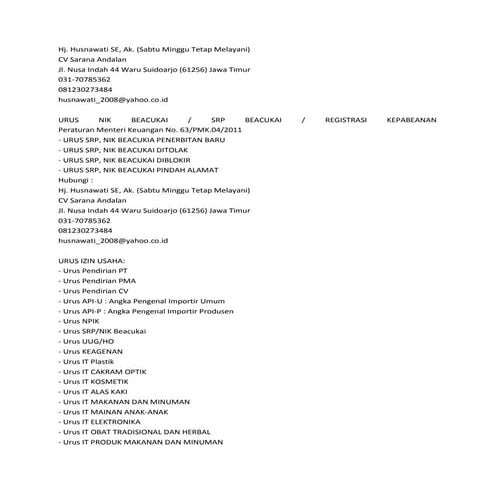 CONTOH NIK YANG SUDAH KELUAR DARI BEA CUKAI