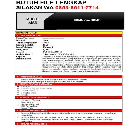 Download IKM Modul Ajar Ekonomi Kelas 11 Revisi Terbaru | PDF