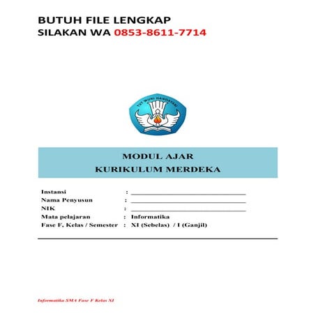Download IKM Modul Ajar Informatika Kelas 11 Revisi Terbaru | PDF