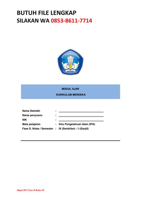 Modul Ajar IPA Kelas 9 Deep Learning Terbaru | PDF