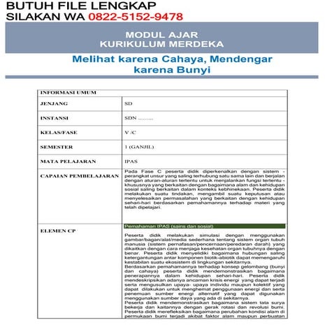 Download IKM Modul Ajar IPAS Kelas 5 SD/MI Revisi Terbaru | PDF