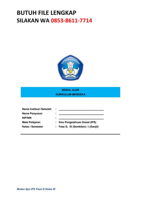 Modul Ajar IPS Kelas 9 Kurikulum Merdeka | PDF