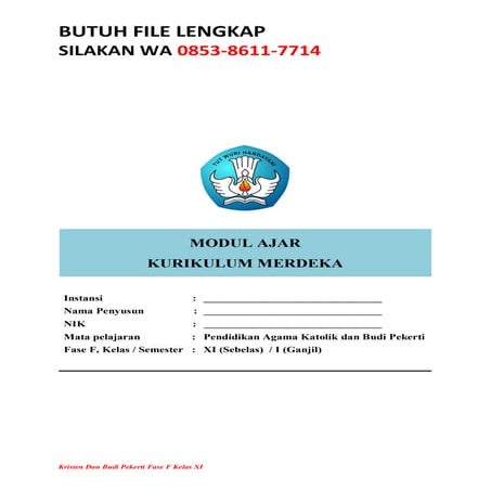 Modul Ajar Deep Learning Agama Katolik Kelas 10 SMA Terbaru 2025 | DOCX