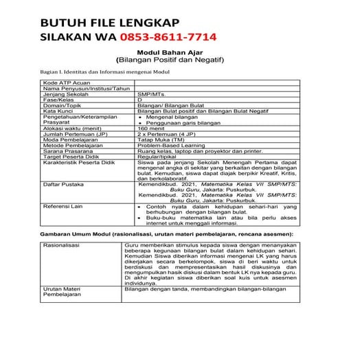 Download Modul Ajar MTK Kelas 8 Terbaru 2025 | PDF