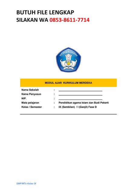 Modul Ajar PAI Kelas 9 Deep Learning New | PDF